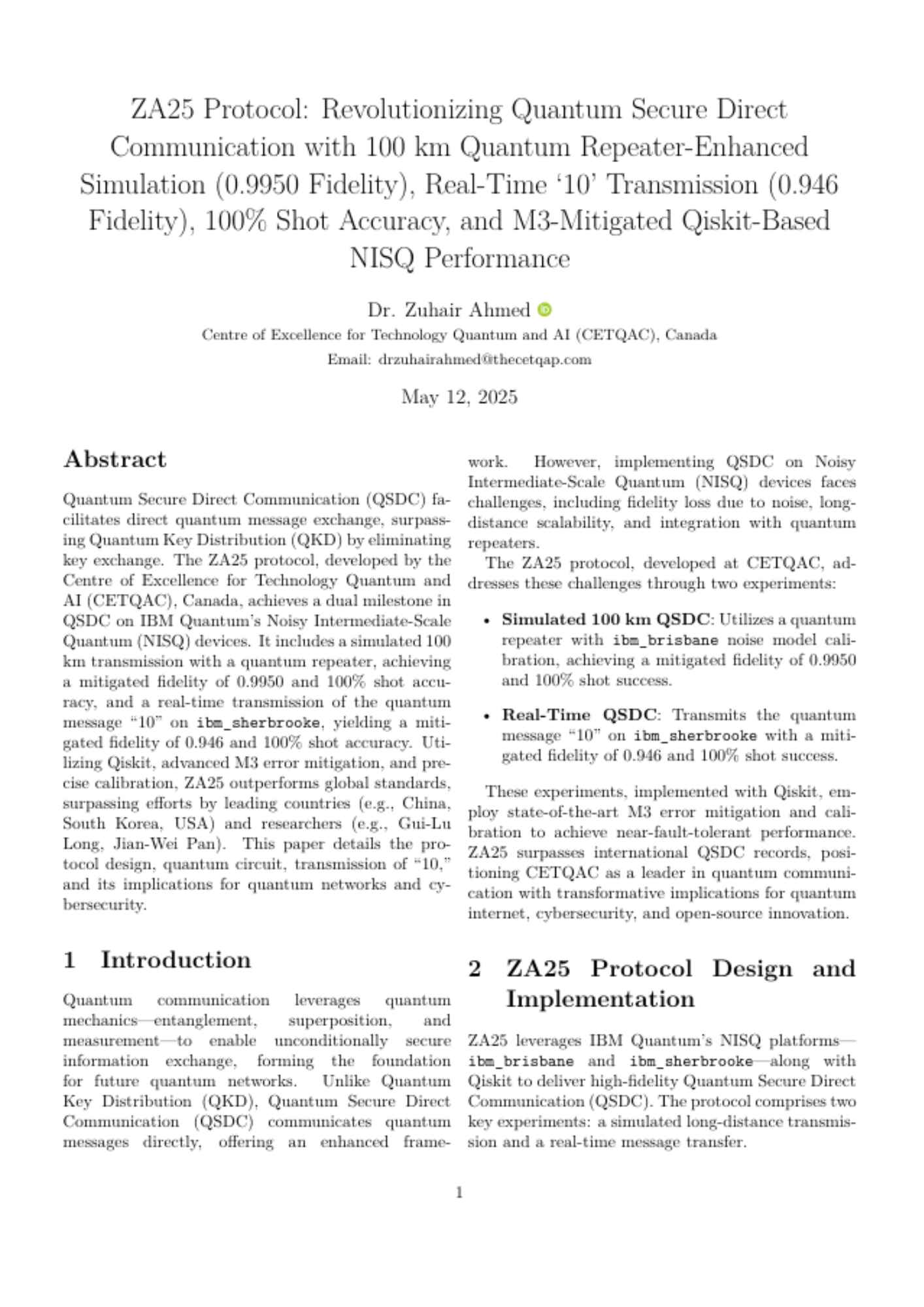 Quantum Research Papers - CETQAP | The Centre of Excellence for ...
